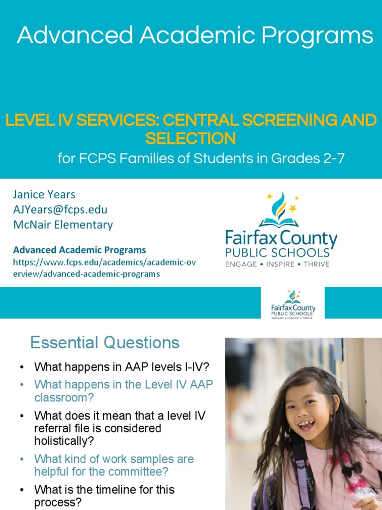 2018-19 Level IV Screening For FCPS Familes-1 PDF | PDF | Intellectual ...