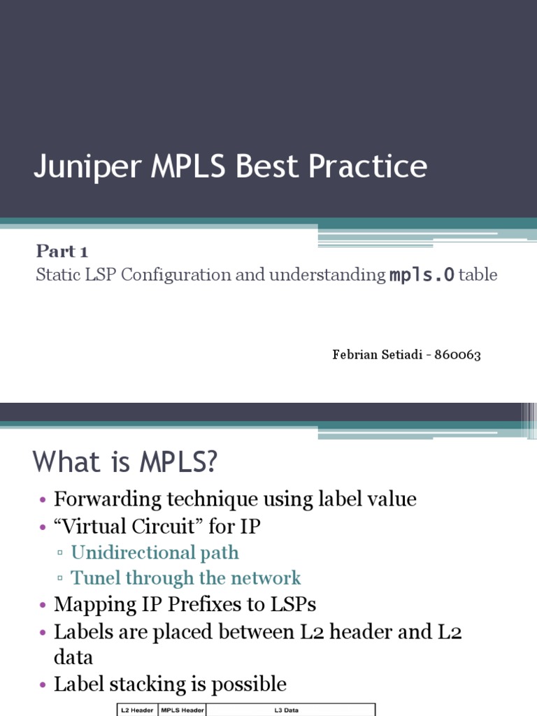 Juniper MPLS Static LSP Guide | PDF | Multiprotocol Label Switching | Networking