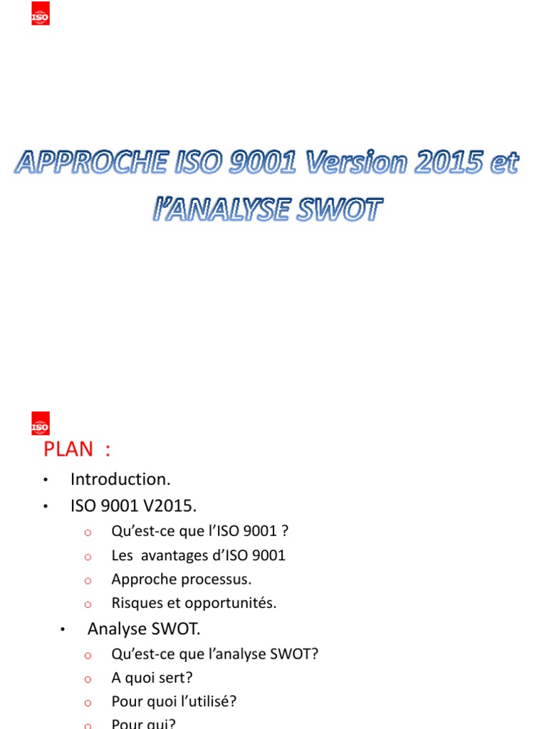 Iso 9001 Et Analyse SWOT | PDF | Management de la qualité | Analyse SWOT