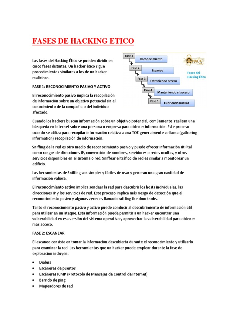 Fases de Hacking Etico | PDF | Hacker de seguridad | Red de computadoras