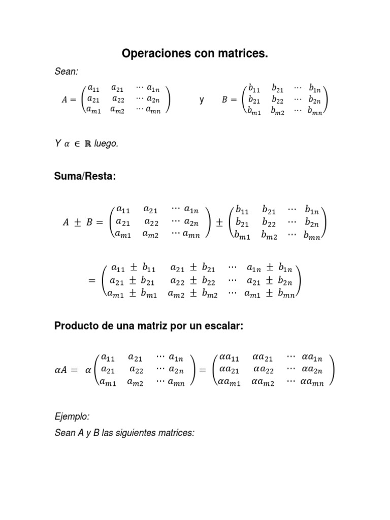 Operaciones Con Matrices | PDF | Física teórica | Álgebra