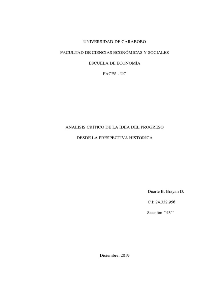 La Idea de Progreso Desde La Perspectiva Historica | PDF | Homo Sapiens ...