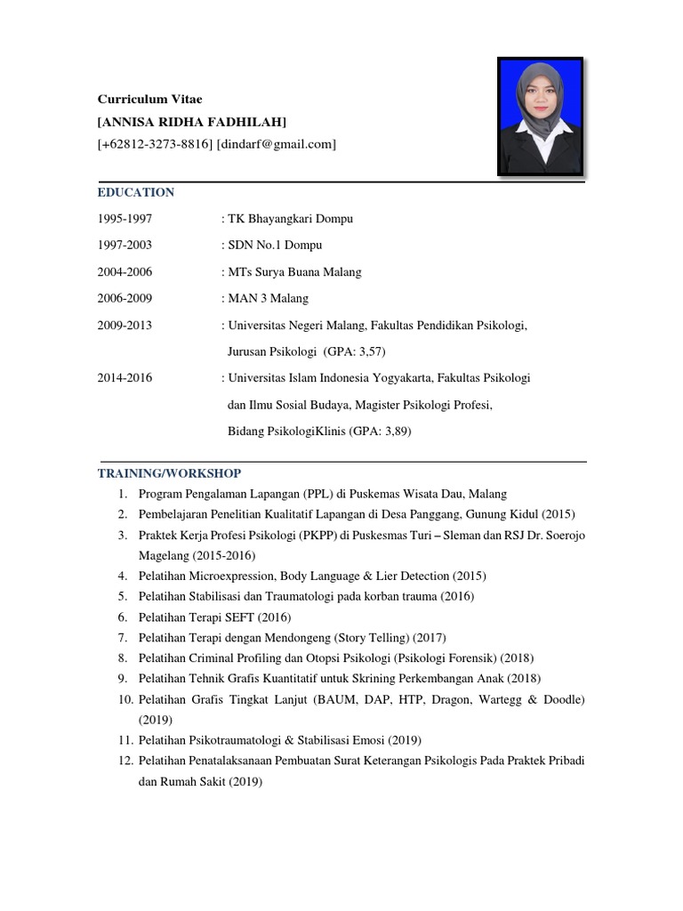 CV Dinda Singkat1 | PDF