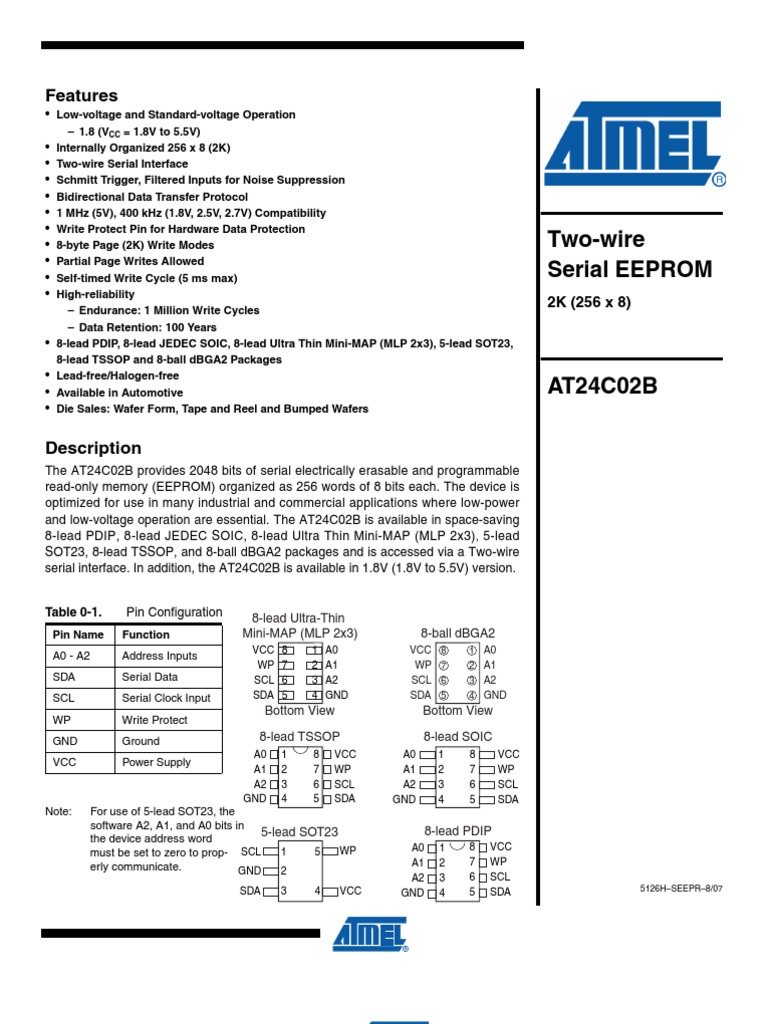 Two-Wire Serial EEPROM: Features | PDF | Electronic Design | Digital ...