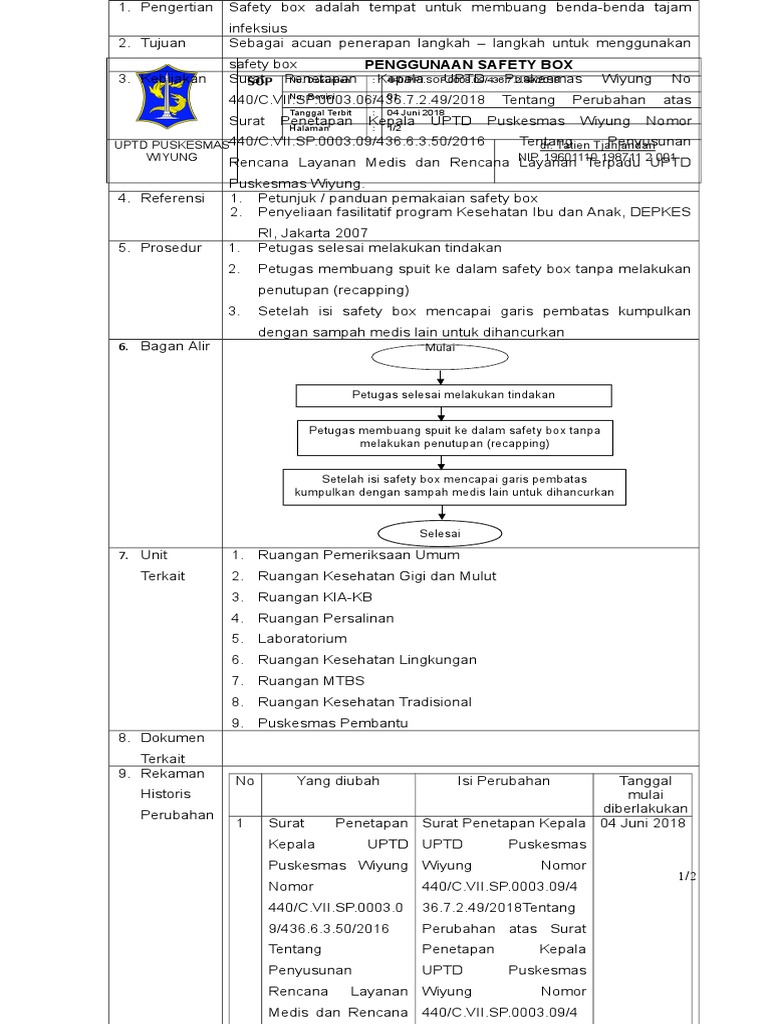 08 SOP Pemakaian Safety Box | PDF