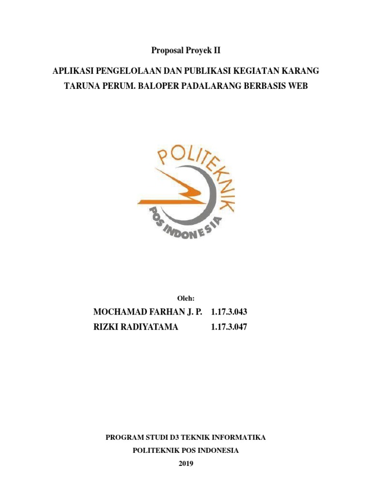 Template Proposal Proyek 1 (Satu) 2019 | PDF