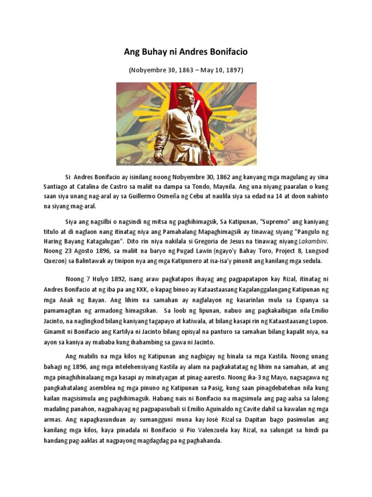 Ang Buhay Ni Andres Bonifacio | PDF