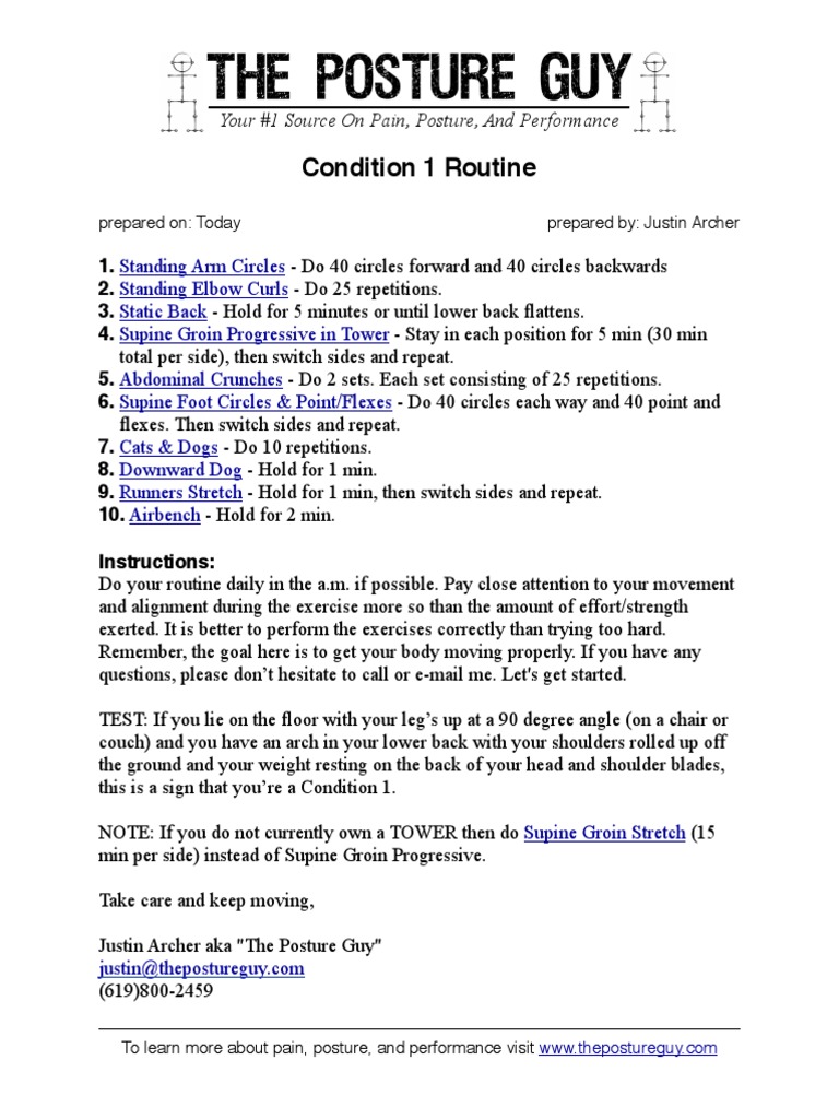 Daily Egoscue Exercise Routine | PDF | Cooking, Food & Wine | Self ...
