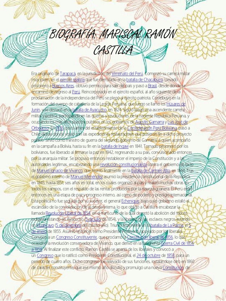 biografía de mariscal ramón castilla | América del Sur | Perú | Prueba ...