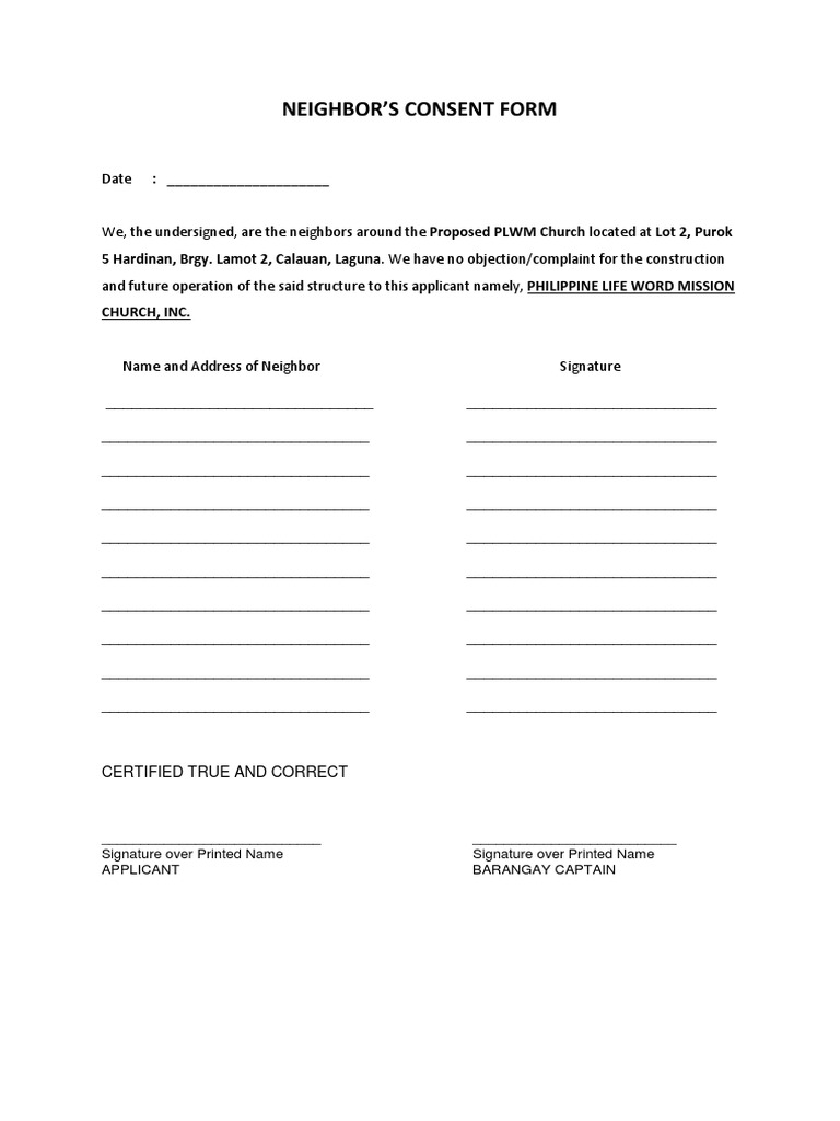 Neigbors Consent Form | PDF