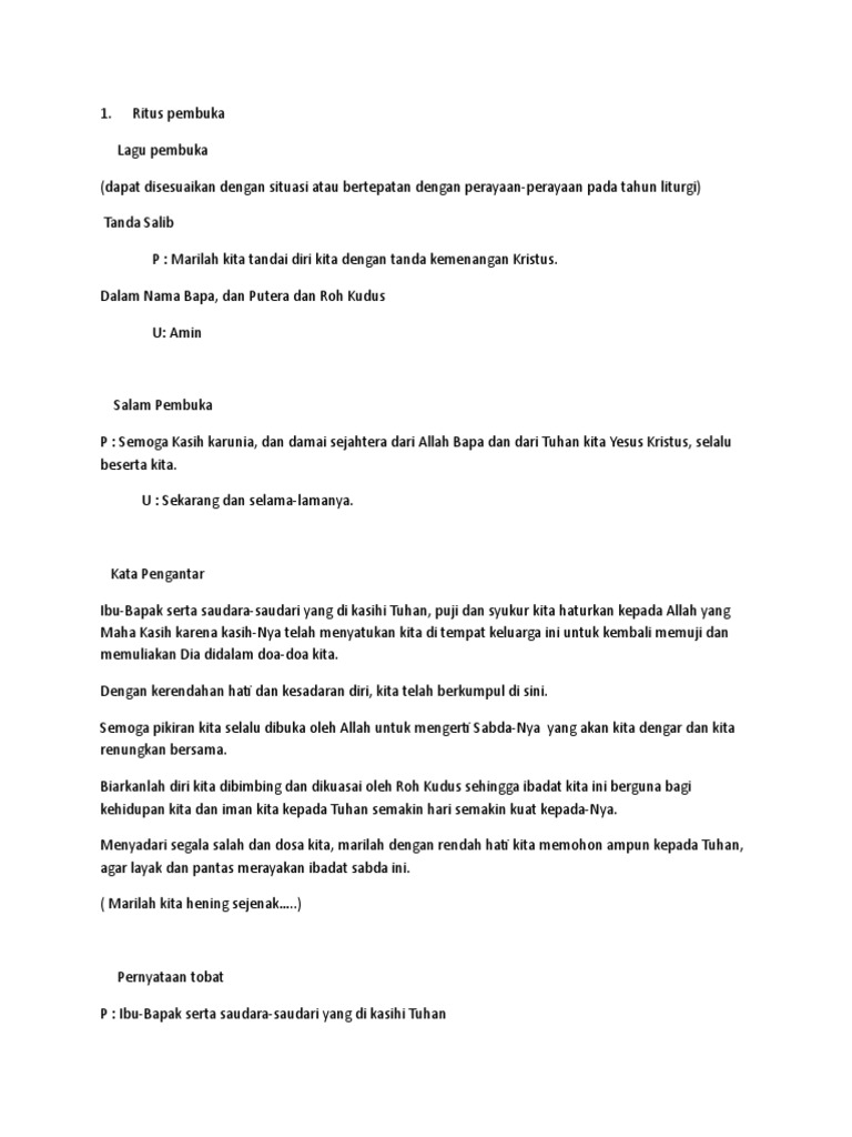 Susunan Ibadat Sabda | PDF | Seni & Disiplin Bahasa | Kajian Bahasa Asing