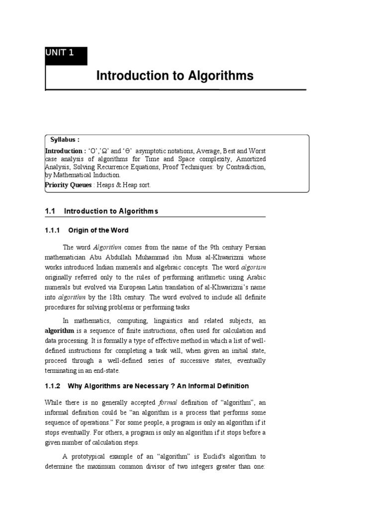 Unit1 New | PDF | Computational Complexity Theory | Algorithms
