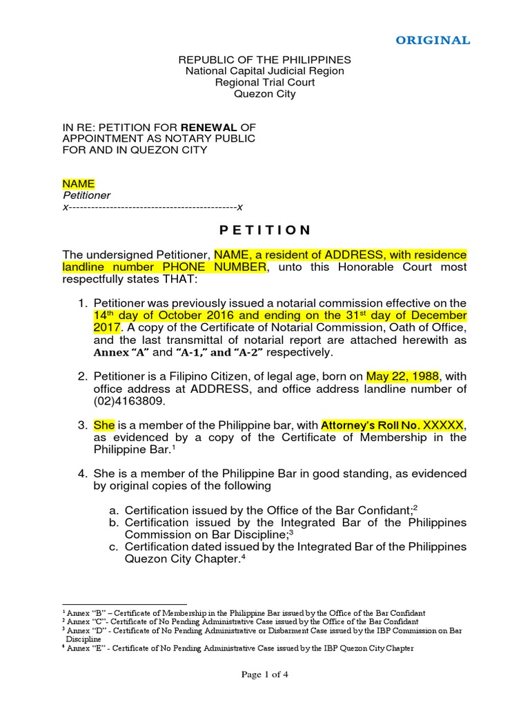 Notarial Petition - TEMPLATE | PDF | Affidavit | Virtue