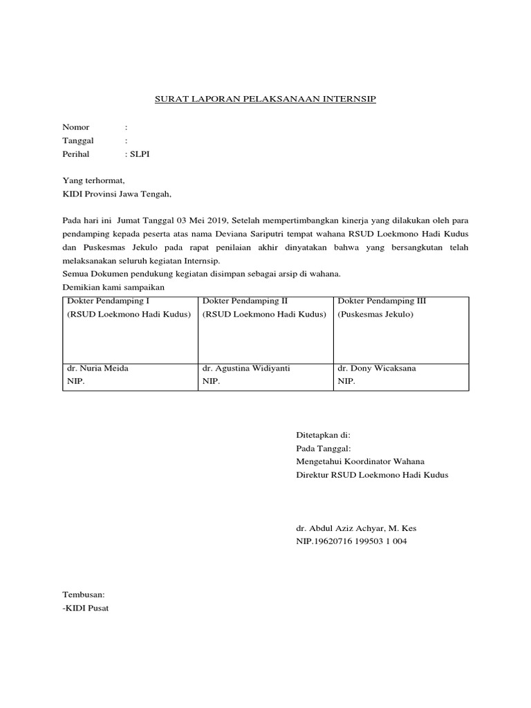 Contoh Stsi Dan Slpi Iship Kudus - Mei 2018-Mei 2019 | PDF