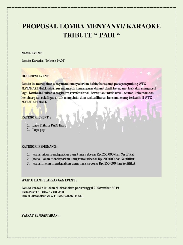 Proposal Lomba Karaoke Di WTC | PDF