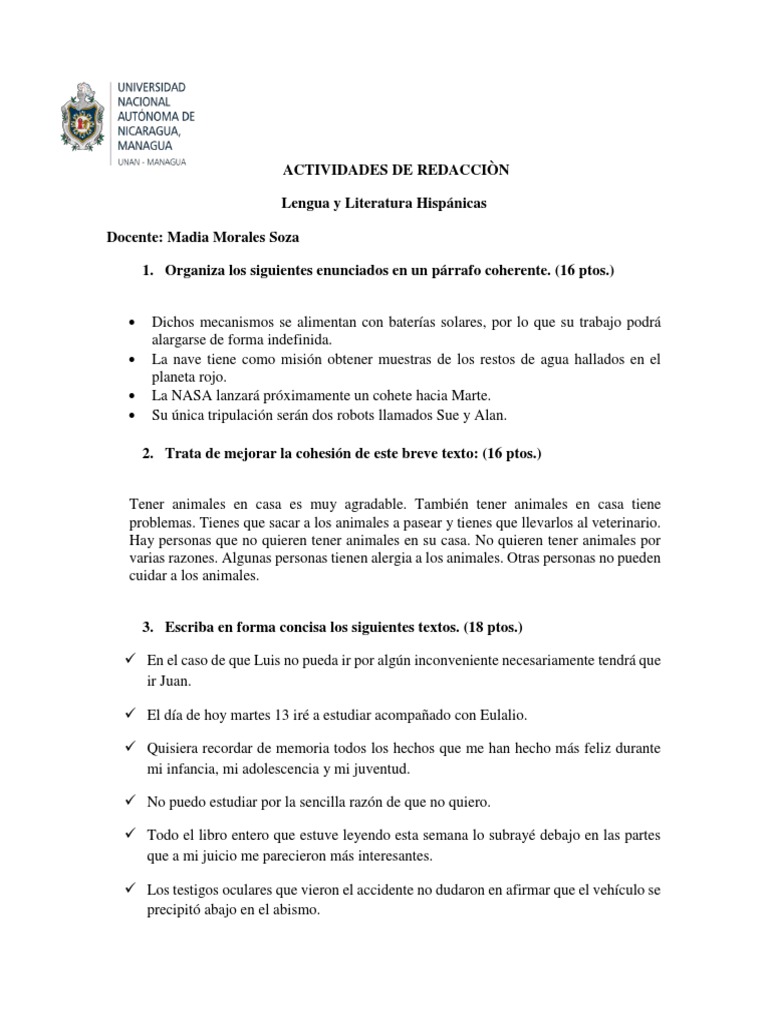 ACTIVIDADES de Redacción Avanzada | PDF