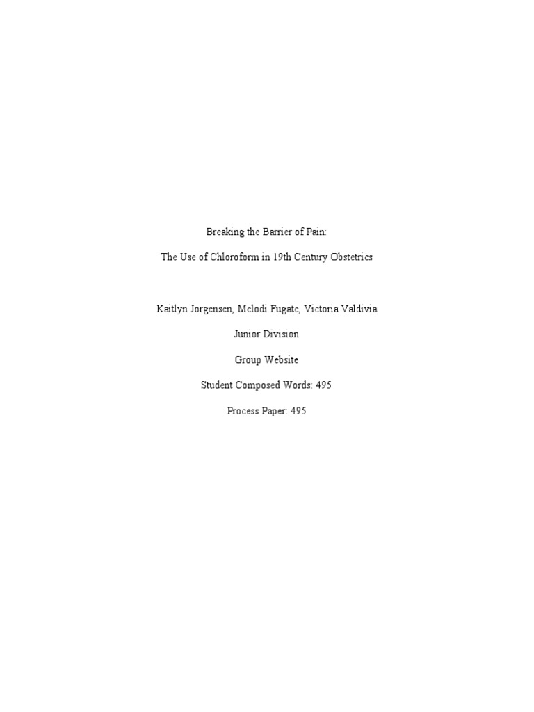 NHD Process Paper | PDF | Chloroform | Anesthesia