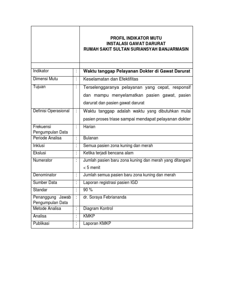 Profil Indikator Mutu Igd | PDF
