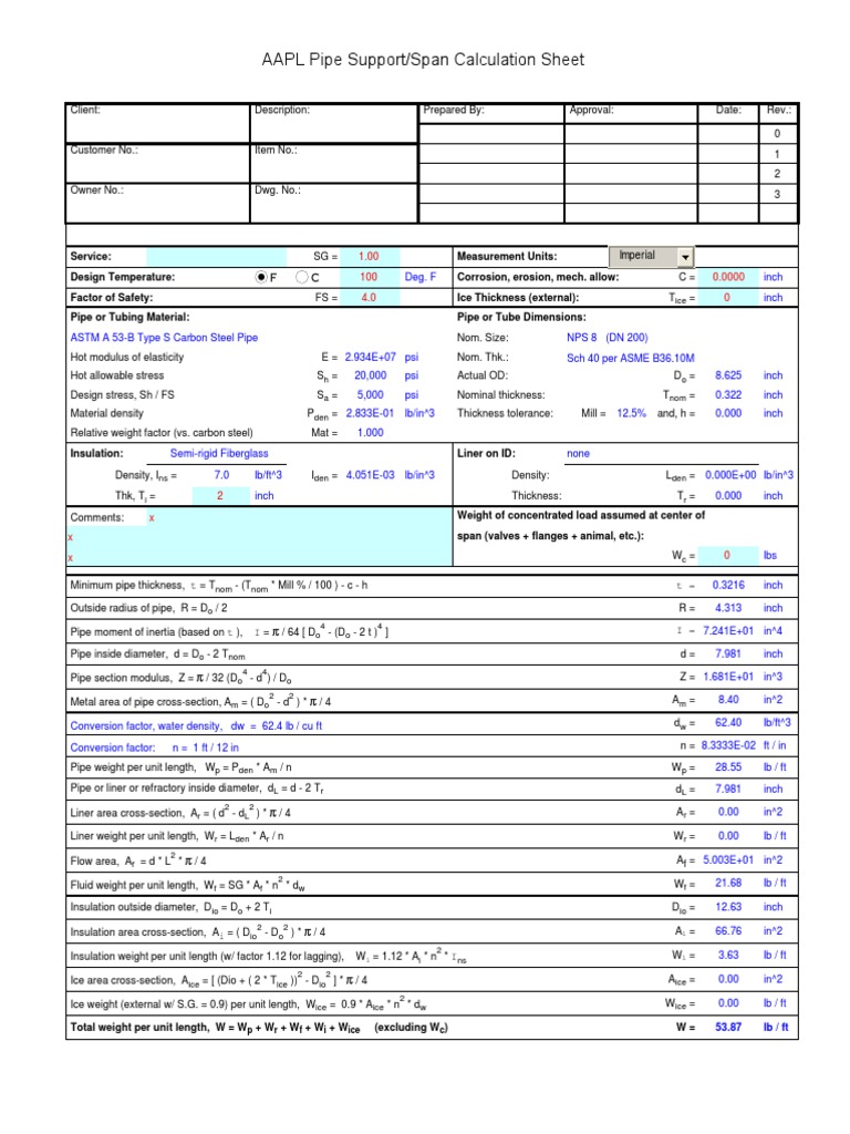 Pipe Support Calculation | PDF | Pipe (Fluid Conveyance) | Applied And Interdisciplinary Physics