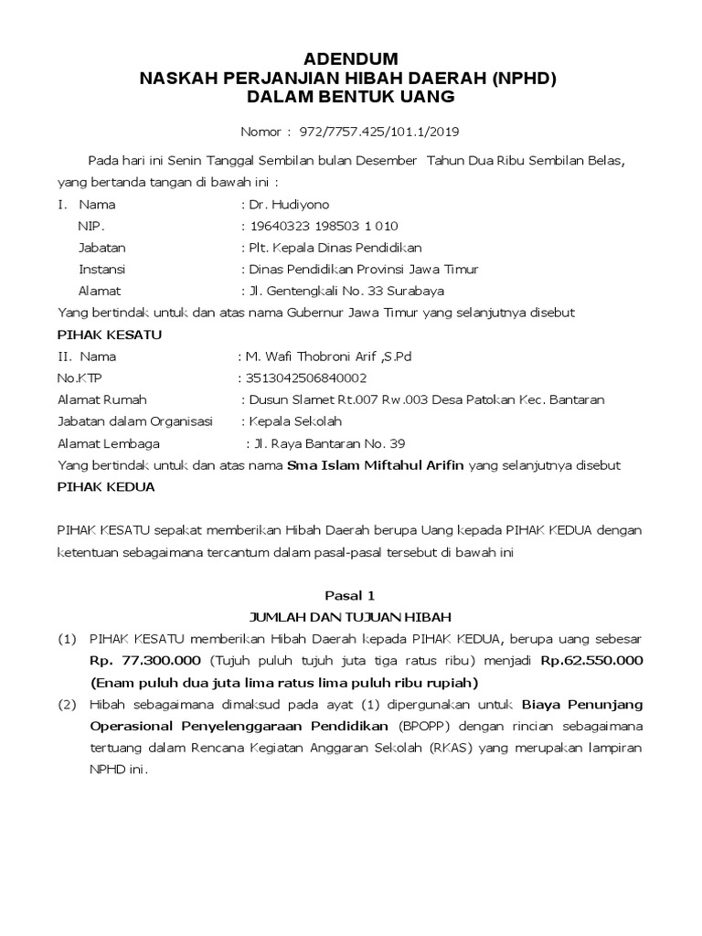 NPHD, Kwitansi Dan Pakta Integritas BPOPP SMA TW IV SMA SMK | PDF ...
