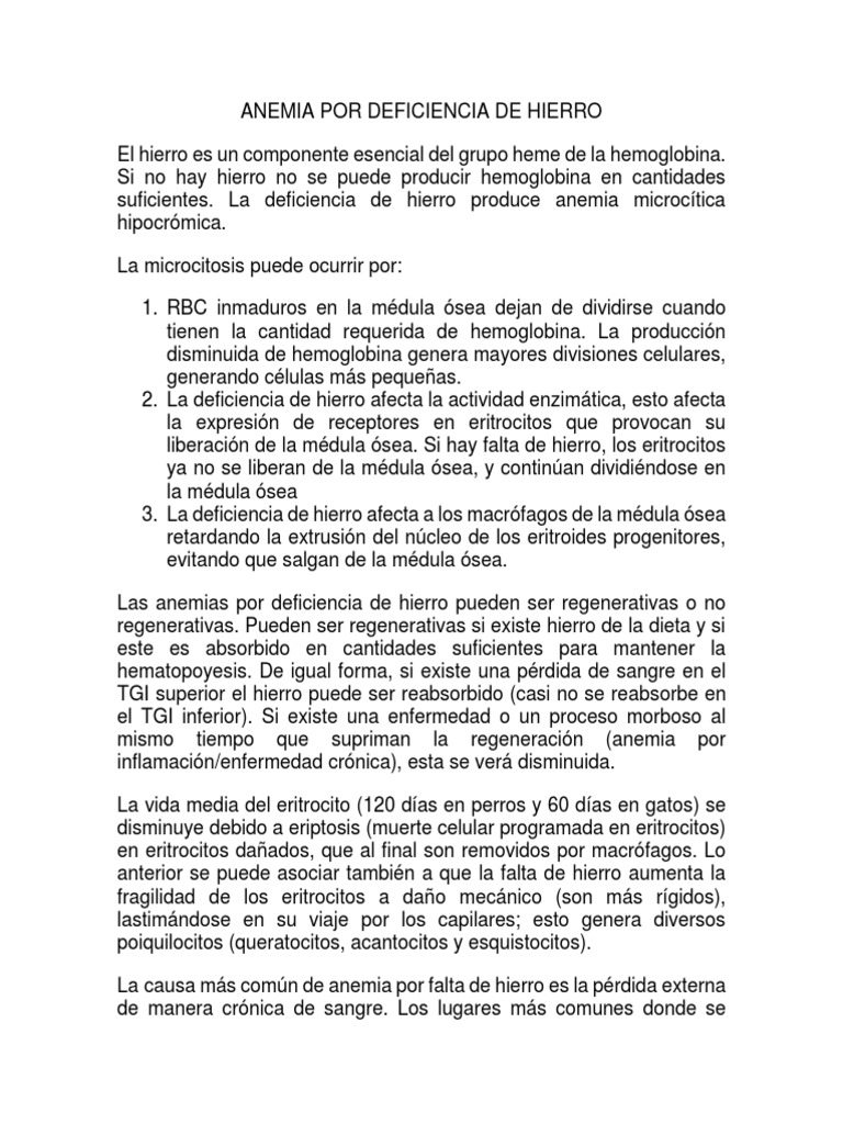 Anemia Microcítica por Deficiencia de Hierro | PDF | Glóbulo rojo | Anemia