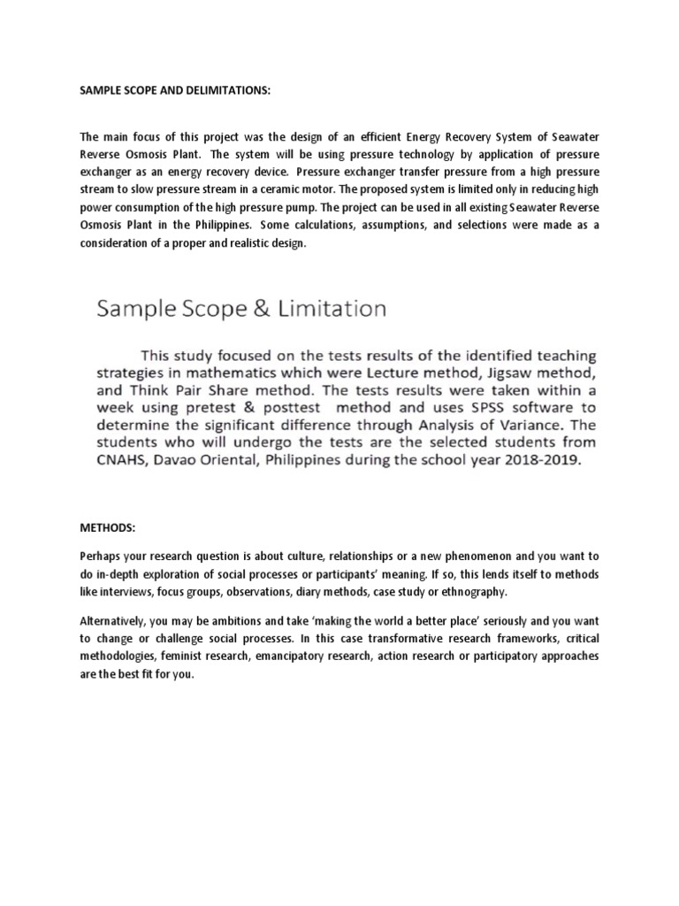 Sample Scope and Delimitations | PDF | Career & Growth | Wellness
