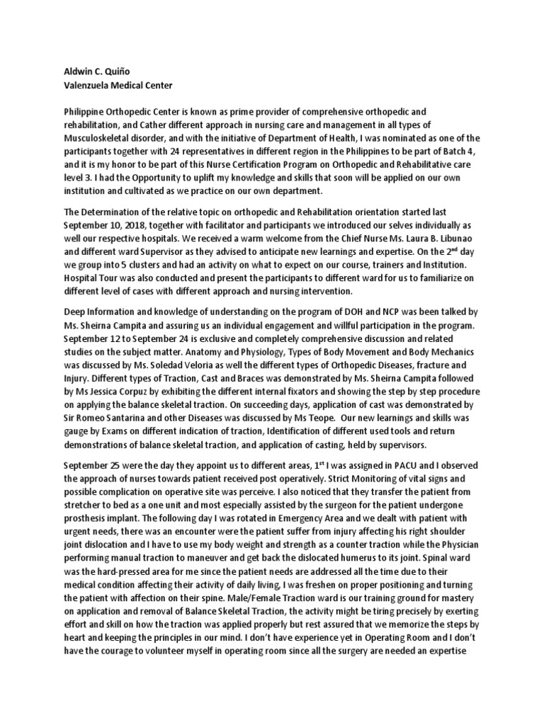 Narrative Report | PDF | Orthopedic Surgery | Nursing