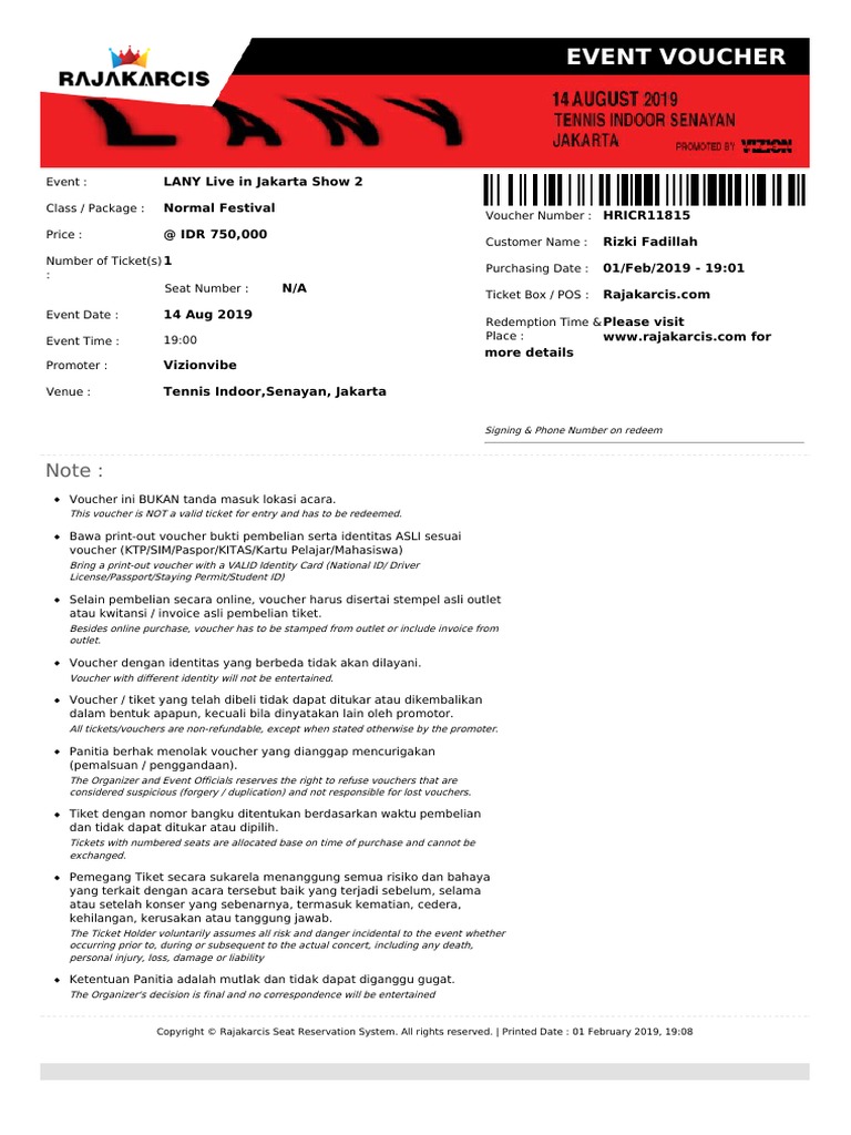 Contoh Tiket Konser | PDF