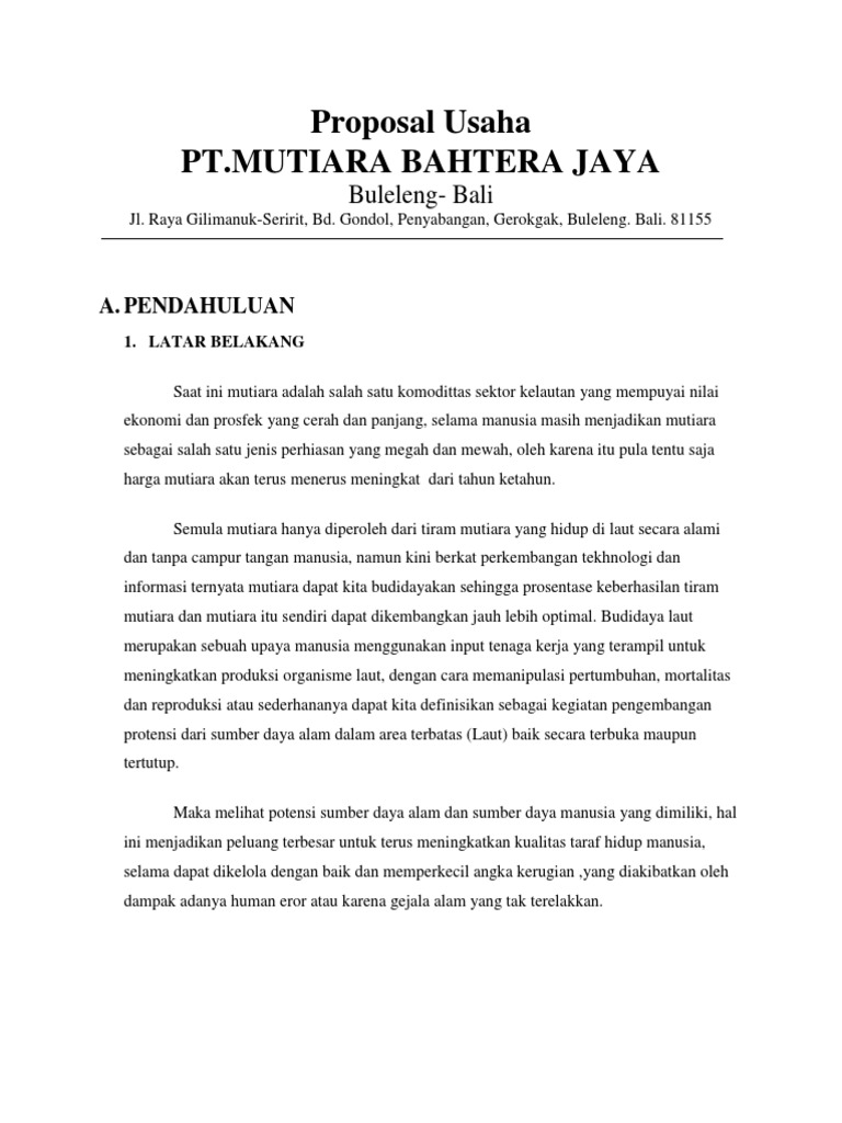 Contoh Proposal Usaha Tugas Nada | PDF