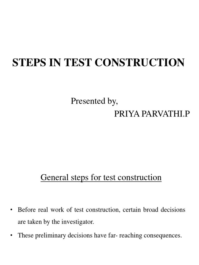Steps in Test Construction | PDF | Validity (Statistics) | Cognition
