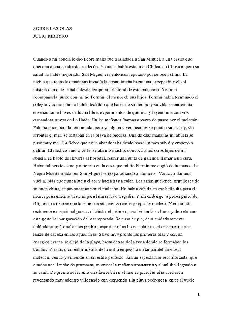 Julio Ramón Ribeyro SOBRE LAS OLAS | PDF | Naturaleza