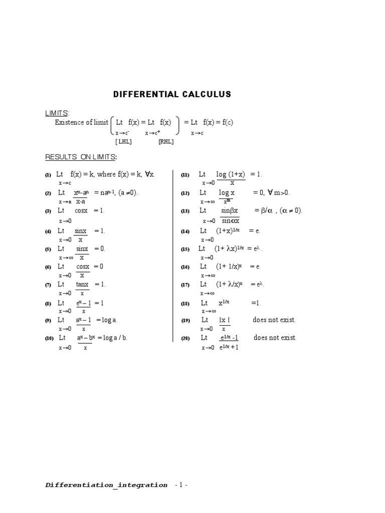 Diff and Integral Calculus | PDF | Differential Calculus | Derivative