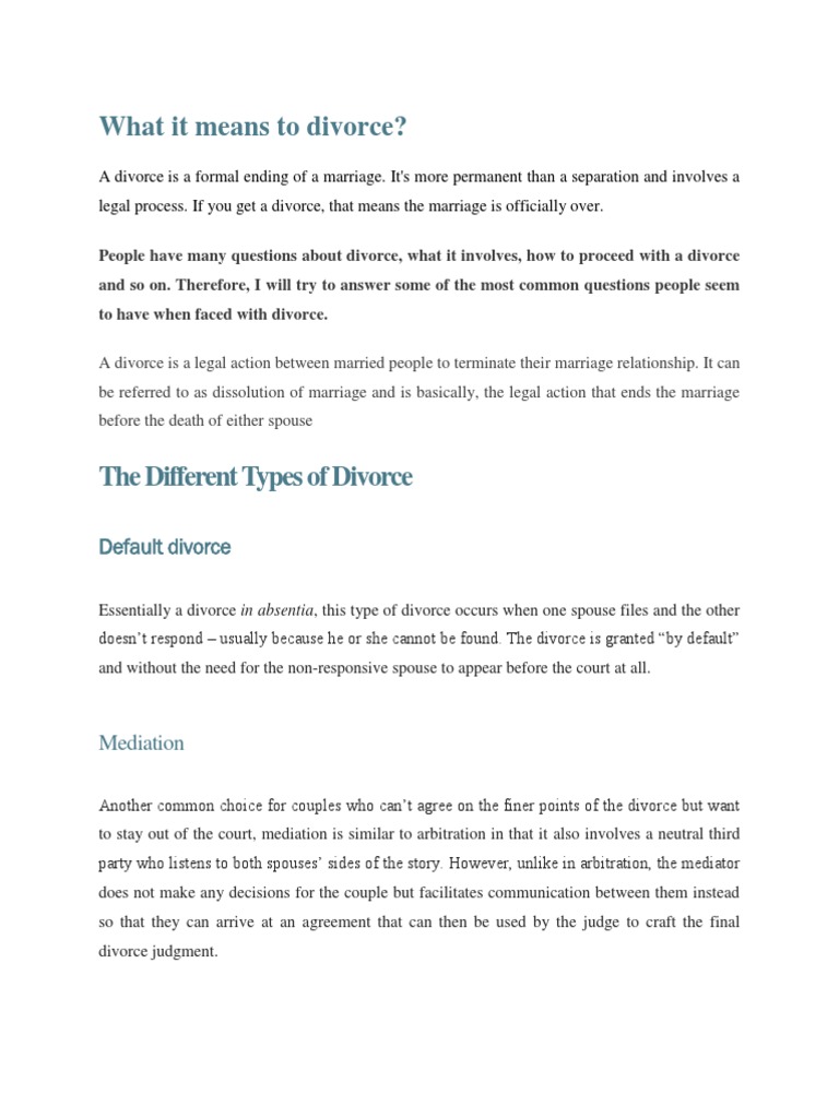 What It Means To Divorce | PDF | Divorce | Parenting