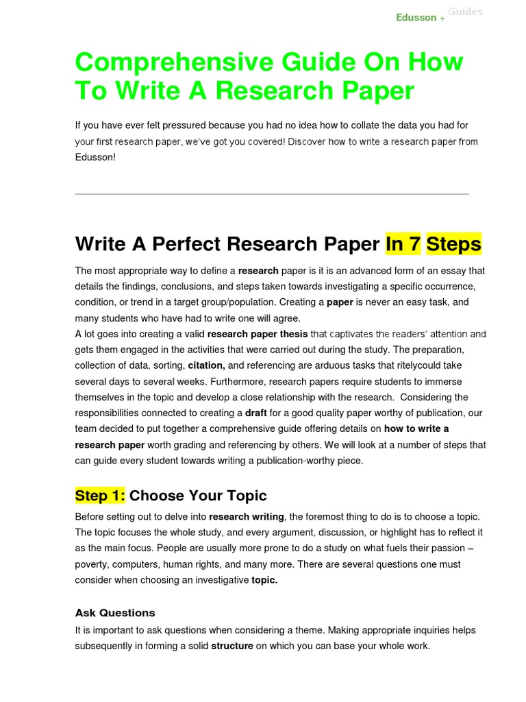 Research Paper Writing Guide by Edusson | PDF | Academic Publishing ...
