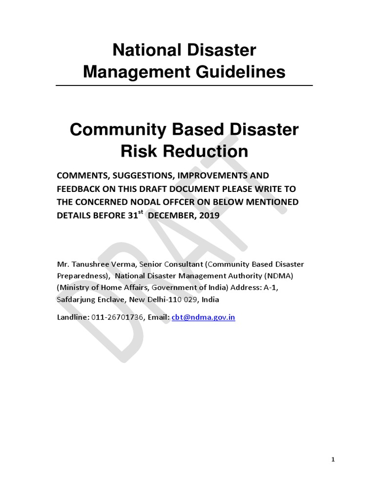 National Disaster Management Guidelines | PDF | Climate Resilience ...