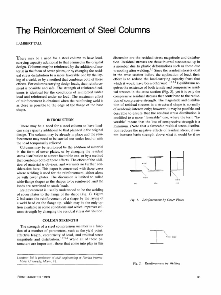 The Reinforcement of Steel Columns | PDF | Structural Steel | Column