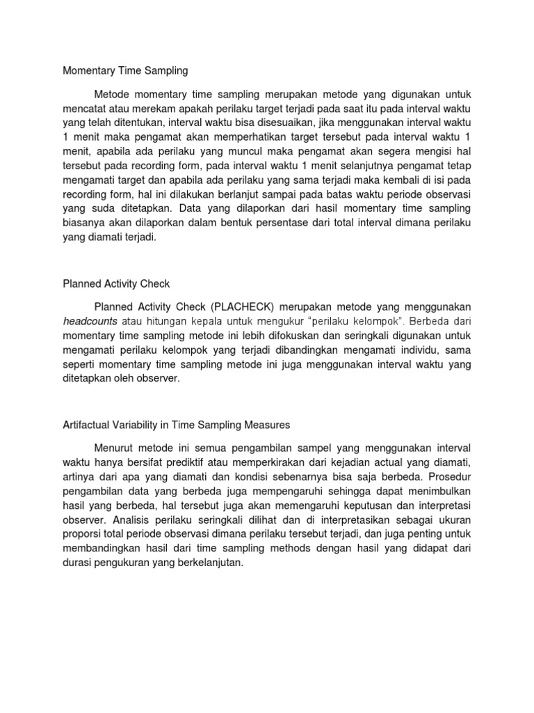 Momentary Time Sampling Habil | PDF