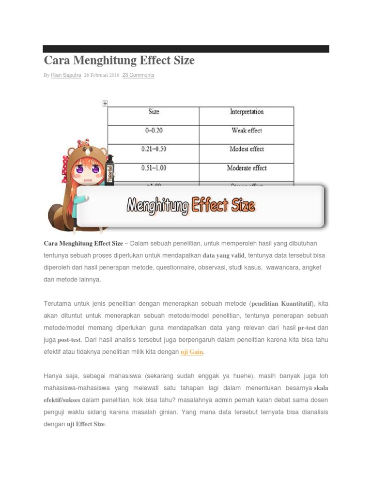 Cara Menghitung Effect Size | PDF