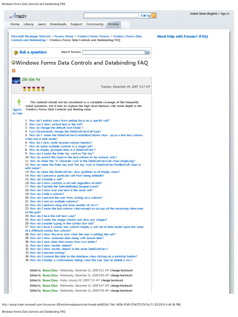 Windows Forms Data Controls And Data Binding Faq Pdf Tab Gui