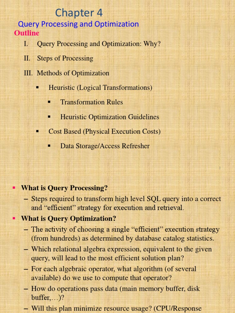 Chapter 4 Query Optimization Pdf Databases Computer Data Storage