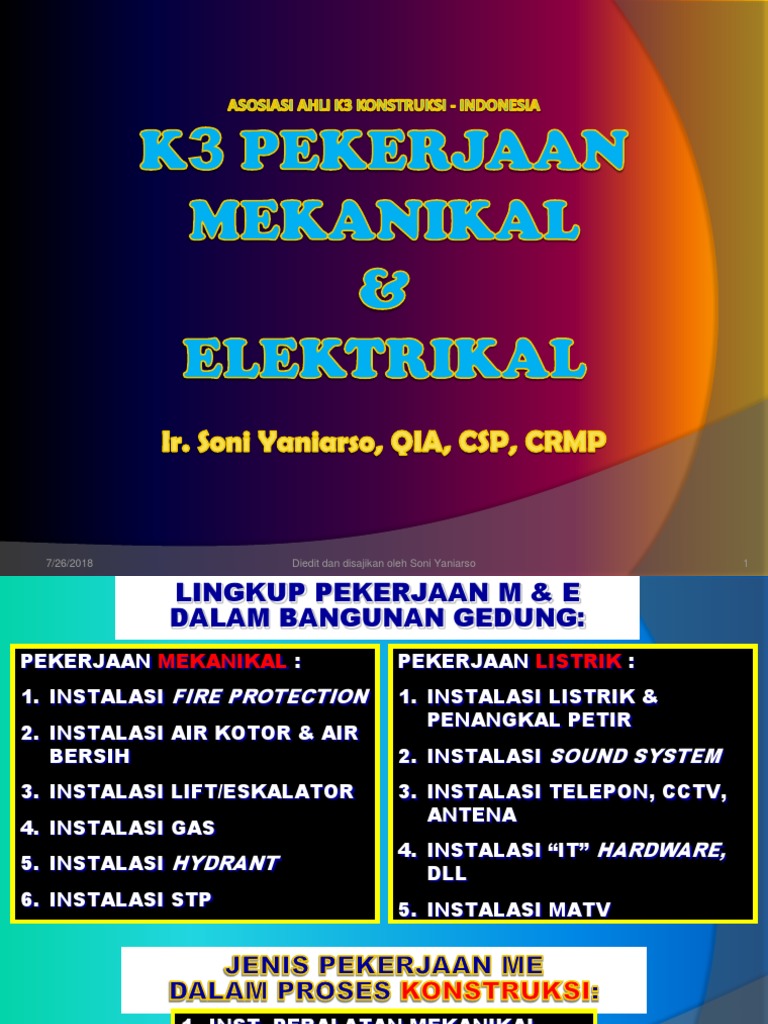 09 Handout K3 Pada Pekerjaan Mekanikal Dan Elektrikal | PDF | Teknologi & Rekayasa