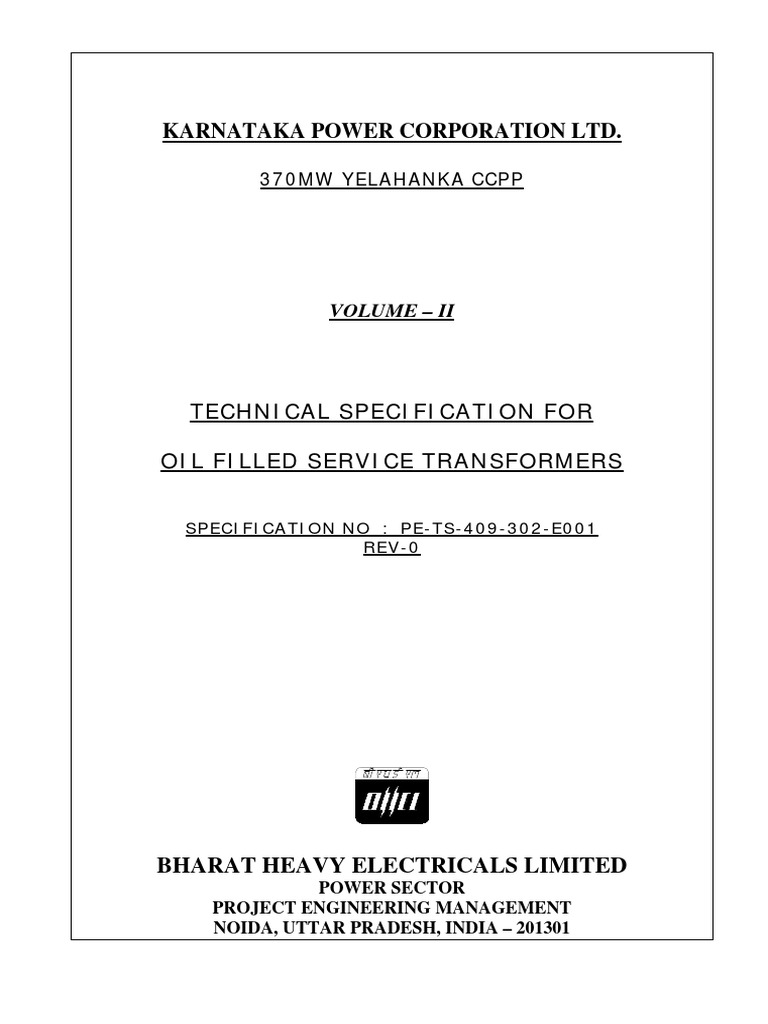 Technical Specification | PDF | Transformer | Insulator (Electricity)