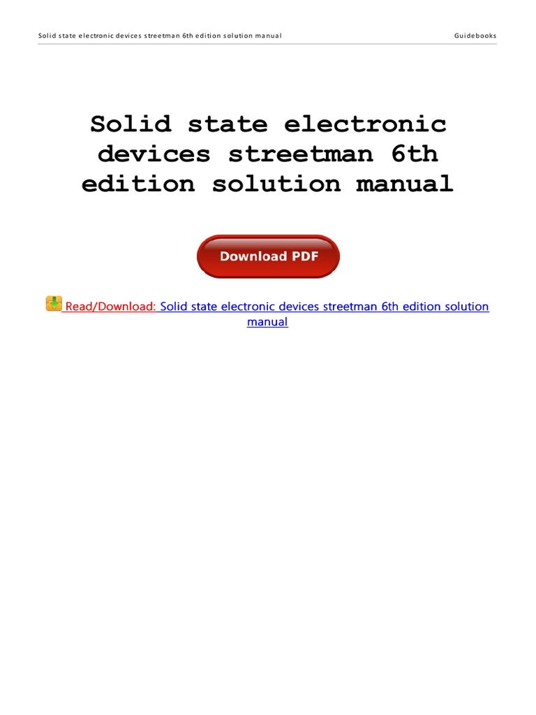 Solid State Electronic Devices Solutions | PDF | E Books | Physics