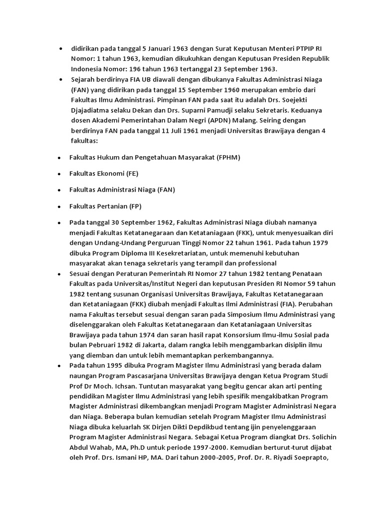 Sejarah Fia Ub | PDF