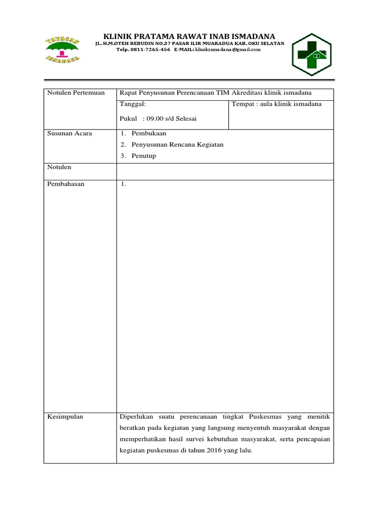 Notulen Rapat Perencanaan | PDF