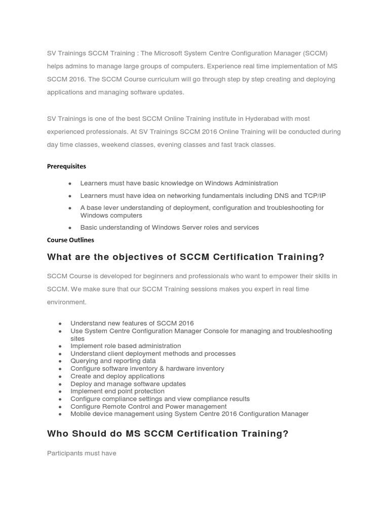 Best SCCM Training - 100% Free Online Demo | PDF | Operating System ...