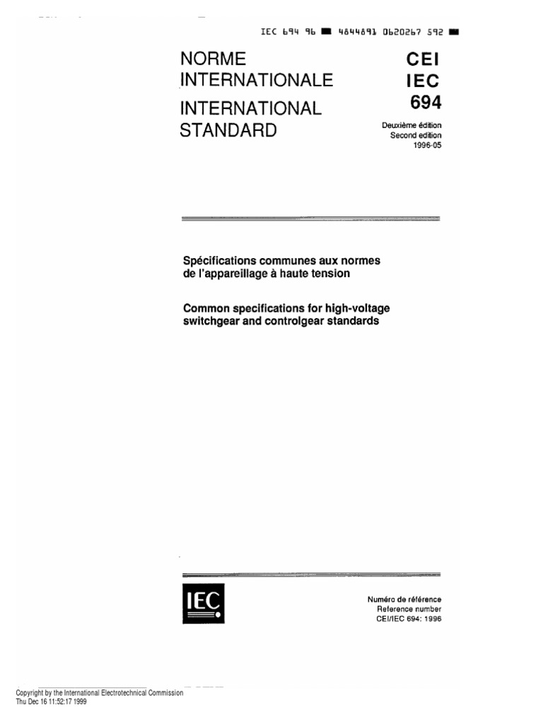 Iec 60694 | PDF | International Electrotechnical Commission | Metrology