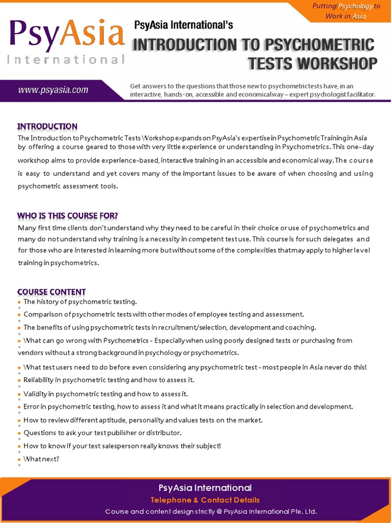 Introduction To Psychometric Tests | PDF | Psychometrics | Understanding