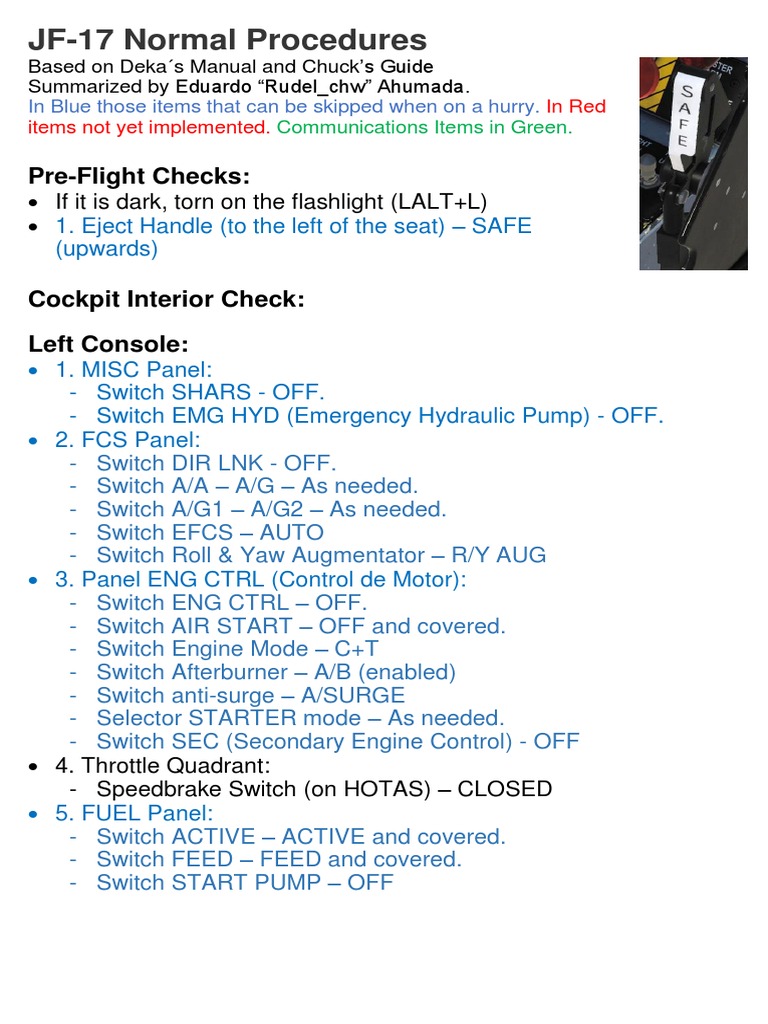 JF-17 Cockpit Normal Procedures Guide | PDF | Inertial Navigation ...