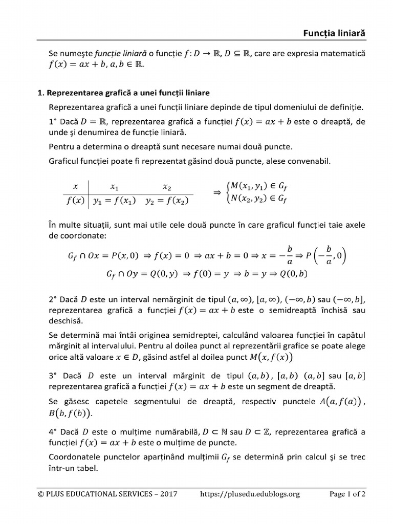 Functia Liniara | PDF